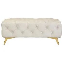 Polsterhocker Home Affaire "Glynis", beige, B:120cm H:45cm T:80cm, Struktur (100% Polyester);Samtoptik (100% Polyester), Hocker, Polsterhocker, aufw&auml;ndige Knopfheftung, moderne Chesterfield Optik, Fu&szlig;farbe w&auml;hlbar