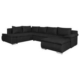 Wohnlandschaft Home Affaire "Acra U-Form", grau (anthrazit), B:325cm H:83cm T:229cm, 100% Polyester, Sofas, Wohnlandschaft, mit Bettfunktion und Bettkasten, in Mattenoptik