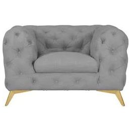 Chesterfield-Sessel Home Affaire "Glynis Sessel", grau, B:125cm H:75cm T:97cm, Struktur (100% Polyester);Samtoptik (100% Polyester), Sessel, aufw&auml;ndige Knopfheftung, moderne Chesterfield Optik, Fu&szlig;farbe w&auml;hlbar