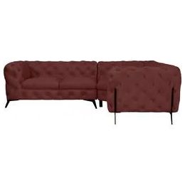 Chesterfield-Sofa Home Affaire "Amaury L-Form", rosa (rose), B:264cm H:75cm T:204cm, Struktur (100% Polyester);Samtoptik (100% Polyester), Sofas, moderne Chersterfield-Optik, Breite 262 cm, Fu&szlig;farbe w&auml;hlbar