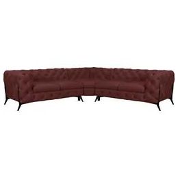 Chesterfield-Sofa Home Affaire "Amaury L-Form", rosa (rose), B:264cm H:75cm T:262cm, Struktur (100% Polyester);Samtoptik (100% Polyester), Sofas, Chesterfield-Optik, Breite/Tiefe je 262 cm, Fu&szlig;farbe w&auml;hlbar