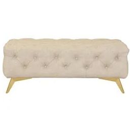 Polsterhocker Home Affaire "Glynis", beige (creme), B:120cm H:45cm T:80cm, Struktur (100% Polyester);Samtoptik (100% Polyester), Hocker, Polsterhocker, aufw&auml;ndige Knopfheftung, moderne Chesterfield Optik, Fu&szlig;farbe w&auml;hlbar