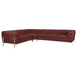 Chesterfield-Sofa Home Affaire "Amaury L-Form", rosa (rose), B:323cm H:75cm T:264cm, Struktur (100% Polyester);Samtoptik (100% Polyester), Sofas, gro&szlig;es Ecksofa, Chesterfield-Optik, Breite 323 cm, Fu&szlig;farbe w&auml;hlbar
