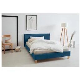 Polsterbett OTTO products "Heddi", blau, B:145cm H:82cm L:212cm, Bezug Struktur fein (100% recyceltes Polyester), Betten, Polsterbett ohne Bettkasten Polsterbett, in 5 Breiten: von 90cm-200cm, Biese am Kopfteil, Strukturstoff