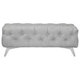 Polsterhocker Home Affaire "Amaury", silber, B:120cm H:45cm T:80cm, Struktur (100% Polyester);Samtoptik (100% Polyester), Hocker, Polsterhocker, Chesterfield-Optik, Breite 120cm, Fu&szlig;farbe w&auml;hlbar