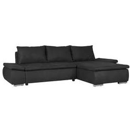 Ecksofa Home Affaire "Acra L-Form", grau (anthrazit), B:266cm H:83cm T:175cm, 100% Polyester, Sofas, Ecksofa, mit Bettfunktion und Bettkasten, in Mattenoptik