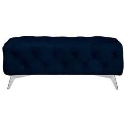 Polsterhocker Home Affaire "Glynis", blau (deep ocean), B:120cm H:45cm T:80cm, Struktur (100% Polyester);Samtoptik (100% Polyester), Hocker, Polsterhocker, aufw&auml;ndige Knopfheftung, moderne Chesterfield Optik, Fu&szlig;farbe w&auml;hlbar