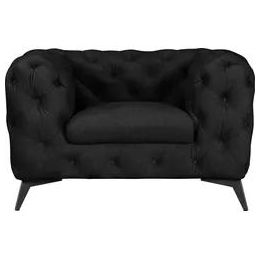 Chesterfield-Sessel Home Affaire "Glynis Sessel", grau (charcoal), B:125cm H:75cm T:97cm, Struktur (100% Polyester);Samtoptik (100% Polyester), Sessel, aufw&auml;ndige Knopfheftung, moderne Chesterfield Optik, Fu&szlig;farbe w&auml;hlbar