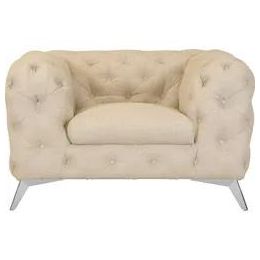 Chesterfield-Sessel Home Affaire "Glynis Sessel", beige (creme), B:125cm H:75cm T:97cm, Struktur (100% Polyester);Samtoptik (100% Polyester), Sessel, aufw&auml;ndige Knopfheftung, moderne Chesterfield Optik, Fu&szlig;farbe w&auml;hlbar