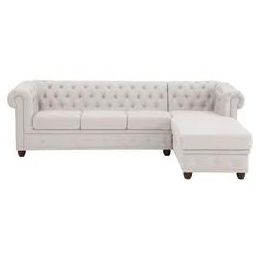 Chesterfield-Sofa Home Affaire "New Castle L-Form", silber, B:255cm H:72cm T:171cm, Sofas, hochwertige Knopfheftung in Chesterfield-Design, B/T/H: 255(171/72)