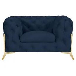 Chesterfield-Sessel Home Affaire "Amaury Sessel", blau, B:125cm H:75cm T:97cm, Struktur (100% Polyester9;Samtoptik (100% Polyester), Sessel, aufw&auml;ndige Knopfheftung, moderne Chesterfield Optik, Fu&szlig;farbe w&auml;hlbar