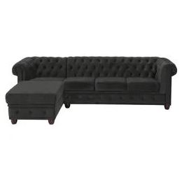 Chesterfield-Sofa Home Affaire "New Castle L-Form", grau (graphit), B:255cm H:72cm T:171cm, Sofas, hochwertige Knopfheftung in Chesterfield-Design, B/T/H: 255(171/72)