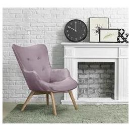 Sessel Home Affaire "Nicko", rosa (flamingo), B:71cm H:96cm T:86cm, 100% Polyester, Sessel, Design-Sessel Sessel mit Hocker Lounge-Sessel Einzelsessel, wahlweise mit und ohne Hocker