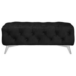 Polsterhocker Home Affaire "Glynis", grau (charcoal), B:120cm H:45cm T:80cm, Struktur (100% Polyester);Samtoptik (100% Polyester), Hocker, Polsterhocker, aufw&auml;ndige Knopfheftung, moderne Chesterfield Optik, Fu&szlig;farbe w&auml;hlbar