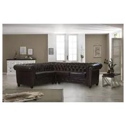 Chesterfield-Sofa Home Affaire "Rysum L-Form", braun (dunkelbraun), B:208cm H:72cm T:208cm, Luxus-Microfaser Lederoptik (100% Polyester);Kunstleder, Sofas, Chesterfield-Optik, gleichschenklig