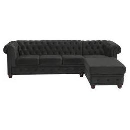 Chesterfield-Sofa Home Affaire "New Castle L-Form", grau (graphit), B:255cm H:72cm T:171cm, Sofas, hochwertige Knopfheftung in Chesterfield-Design, B/T/H: 255(171/72)