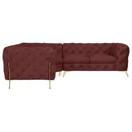 Chesterfield-Sofa Home Affaire "Amaury L-Form", rosa (rose), B:264cm H:75cm T:204cm, Struktur (100% Polyester);Samtoptik (100% Polyester), Sofas, moderne Chersterfield-Optik, Breite 262 cm, Fu&szlig;farbe w&auml;hlbar