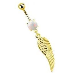 Adelia&acute;s Bauchnabelpiercing ADELIA ́S "Piercing Piercing Bauchnabelpiercing", Damen, Gr. onesize, gold, Chirurgiestahl, Piercings, Banane mit syntetischem Opal und Anh&auml;nger mit einem Fl&uuml;gel