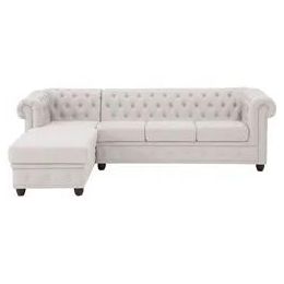 Chesterfield-Sofa Home Affaire "New Castle L-Form", silber, B:255cm H:72cm T:171cm, Sofas, hochwertige Knopfheftung in Chesterfield-Design, B/T/H: 255(171/72)