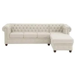 Chesterfield-Sofa Home Affaire "New Castle L-Form", beige, B:255cm H:72cm T:171cm, Sofas, hochwertige Knopfheftung in Chesterfield-Design, B/T/H: 255(171/72)