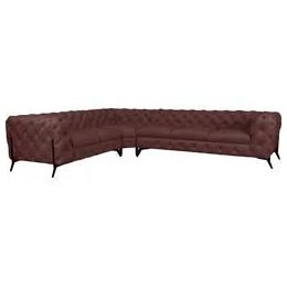 Chesterfield-Sofa Home Affaire "Amaury L-Form", rosa (rose), B:323cm H:75cm T:264cm, Struktur (100% Polyester);Samtoptik (100% Polyester), Sofas, gro&szlig;es Ecksofa, Chesterfield-Optik, Breite 323 cm, Fu&szlig;farbe w&auml;hlbar