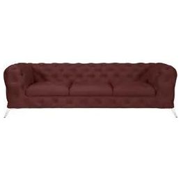 Chesterfield-Sofa Home Affaire "Amaury", rosa (rose), B:243cm H:75cm T:99cm, Struktur (100% Polyester9;Samtoptik (100% Polyester), Sofas, aufw&auml;ndige Knopfheftung, moderne Chesterfield Optik, Fu&szlig;farbe w&auml;hlbar