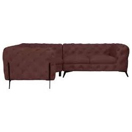 Chesterfield-Sofa Home Affaire "Amaury L-Form", rosa (rose), B:264cm H:75cm T:204cm, Struktur (100% Polyester);Samtoptik (100% Polyester), Sofas, moderne Chersterfield-Optik, Breite 262 cm, Fu&szlig;farbe w&auml;hlbar