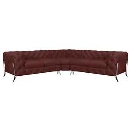 Chesterfield-Sofa Home Affaire "Amaury L-Form", rosa (rose), B:264cm H:75cm T:262cm, Struktur (100% Polyester);Samtoptik (100% Polyester), Sofas, Chesterfield-Optik, Breite/Tiefe je 262 cm, Fu&szlig;farbe w&auml;hlbar