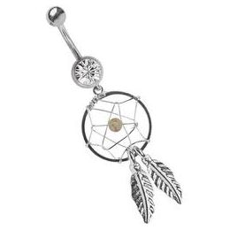 Adelia&acute;s Bauchnabelpiercing ADELIA ́S "Piercing Piercing Bauchnabelpiercing", Damen, Gr. onesize, transparent (klar), Chirurgiestahl, Piercings, 316l Stahl Banane - klar Traumf&auml;nger mit Steinkugel