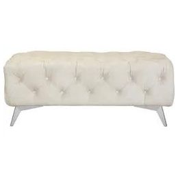 Polsterhocker Home Affaire "Glynis", beige, B:120cm H:45cm T:80cm, Struktur (100% Polyester);Samtoptik (100% Polyester), Hocker, Polsterhocker, aufw&auml;ndige Knopfheftung, moderne Chesterfield Optik, Fu&szlig;farbe w&auml;hlbar