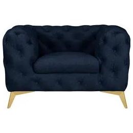 Chesterfield-Sessel Home Affaire "Glynis Sessel", blau (deep ocean), B:125cm H:75cm T:97cm, Struktur (100% Polyester);Samtoptik (100% Polyester), Sessel, aufw&auml;ndige Knopfheftung, moderne Chesterfield Optik, Fu&szlig;farbe w&auml;hlbar