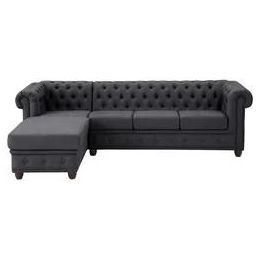 Chesterfield-Sofa Home Affaire "New Castle L-Form", schwarz, B:255cm H:72cm T:171cm, Sofas, hochwertige Knopfheftung in Chesterfield-Design, B/T/H: 255(171/72)