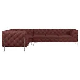 Chesterfield-Sofa Home Affaire "Amaury L-Form", rosa (rose), B:323cm H:75cm T:264cm, Struktur (100% Polyester);Samtoptik (100% Polyester), Sofas, gro&szlig;es Ecksofa, Chesterfield-Optik, Breite 323 cm, Fu&szlig;farbe w&auml;hlbar