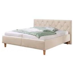 Polsterbett Home Affaire "Sunley 100", beige (beige, natur), B:183cm L:210cm, Struktur (100% Polyester);Strukturstoff (100% Polyester), Betten, Polsterbett, Kreuzsteppung, Kopfteilh&ouml;he 102 cm, ohne oder mit Matratze/Lattenrost