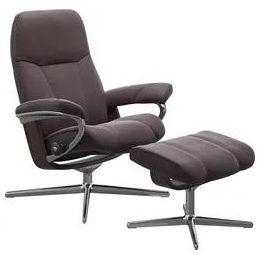 Relaxsessel stressless "Consul", rot (bordeaux paloma), B:91cm H:102cm T:79cm, Sessel, Relaxsessel, mit Hocker, mit Cross Base, Gr&ouml;&szlig;e S, M & L, Holzakzent Wenge