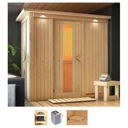 Sauna Karibu "Vada", beige (naturbelassen), Saunaofen, integrierte Steuerung, 9 kW, Saunen, Ofen 9 kW integr. Strg