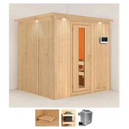 Sauna Karibu "Solida", beige (naturbelassen), Saunaofen, externe Steuerung, 9 kW, Saunen, Ofen 9 KW externe Strg easy