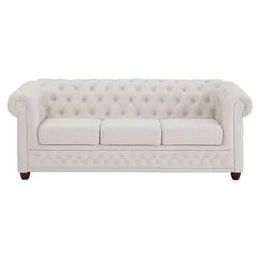 Chesterfield-Sofa Home Affaire "New Castle", beige, B:203cm H:72cm T:86cm, Sofas, mit hochwertiger Knopfheftung in Chesterfield-Design, B/T/H: 203/86/72