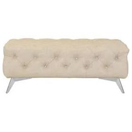 Polsterhocker Home Affaire "Glynis", beige (creme), B:120cm H:45cm T:80cm, Struktur (100% Polyester);Samtoptik (100% Polyester), Hocker, Polsterhocker, aufw&auml;ndige Knopfheftung, moderne Chesterfield Optik, Fu&szlig;farbe w&auml;hlbar
