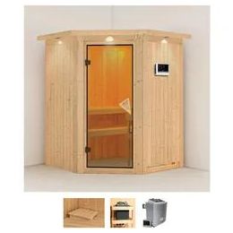 Sauna Karibu "Larin", beige (naturbelassen), Saunaofen, externe Steuerung, 9 kW, Saunen, Ofen 9 KW externe Strg easy