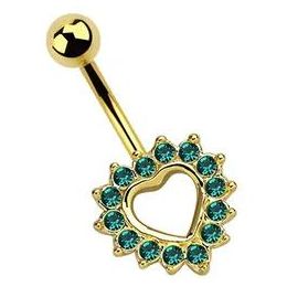 Adelia&acute;s Bauchnabelpiercing ADELIA ́S "Piercing Piercing Bauchnabelpiercing", Damen, Gr. onesize, blau (t&uuml;rkis), Chirurgiestahl, Piercings, 316l Stahl Banane - Herz mit Steinkranz t&uuml;rkis
