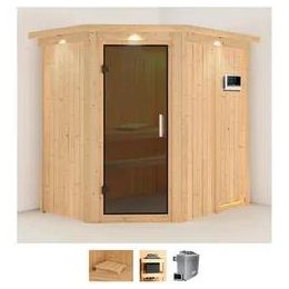 Sauna Karibu "Clara", beige (naturbelassen), Saunaofen, externe Steuerung, 9 kW, Saunen, Ofen 9 KW externe Strg easy