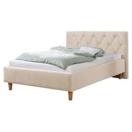 Polsterbett Home Affaire "Sunley 100", beige (beige, natur), B:163cm L:210cm, Struktur (100% Polyester);Strukturstoff (100% Polyester), Betten, Polsterbett, Kreuzsteppung, Kopfteilh&ouml;he 102 cm, ohne oder mit Matratze/Lattenrost