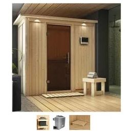 Sauna Karibu "Vada", beige (naturbelassen), Saunaofen, externe Steuerung, 9 kW, Saunen, Ofen 9 KW externe Strg easy