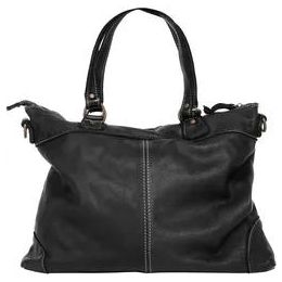 Shopper CLUTY, Damen, Gr. B/H/T: 43cm x 30cm x 11cm onesize, schwarz, Leder, leicht gl&auml;nzend, unifarben, Taschen Shopper, echt Leder, Made in Italy