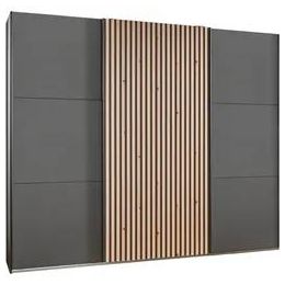 Schwebet&uuml;renschrank wimex "Ancona by fresh to go", schwarz (graphit, akustikpaneel optik artisan eiche nachbildung), B:250cm H:216cm T:65cm, Holzwerkstoff, Schr&auml;nke, Schwebet&uuml;renschrank, mit Akustiklamellen Optik in 3D