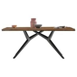 SIT-M&Ouml;BEL Esstisch SIT, beige (natur, antikschwarz, antikschwarz, natur), B:200cm H:73,5cm T:100cm, Platte recyceltes Teak, Gestell Metall, Tische, Esstisch, mit Bruchkante