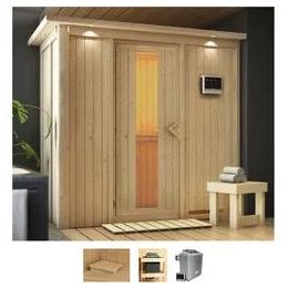 Sauna Karibu "Vada", beige (naturbelassen), Saunaofen, externe Steuerung, 9 kW, Saunen, Ofen 9 KW externe Strg easy