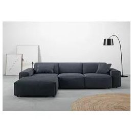 Ecksofa Home Affaire "Glimminge auch in Breitcord, Feincord, Boucl&eacute; + Easy care-Bezug", blau (dunkelblau), B:294cm H:71cm T:191cm, 100% Polyester, Sofas, Ecksofa, L-Form, Breite 294, Zierkissen