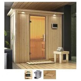 Sauna Karibu "Vada", beige (naturbelassen), Saunaofen, externe Steuerung, 9 kW, Saunen, Ofen 9 KW externe Strg easy